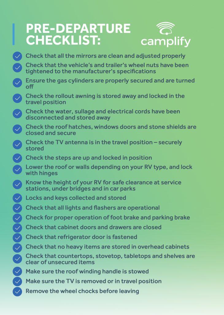 Pre Departure Checklist - RVs : AwayWeGo Motorhomes